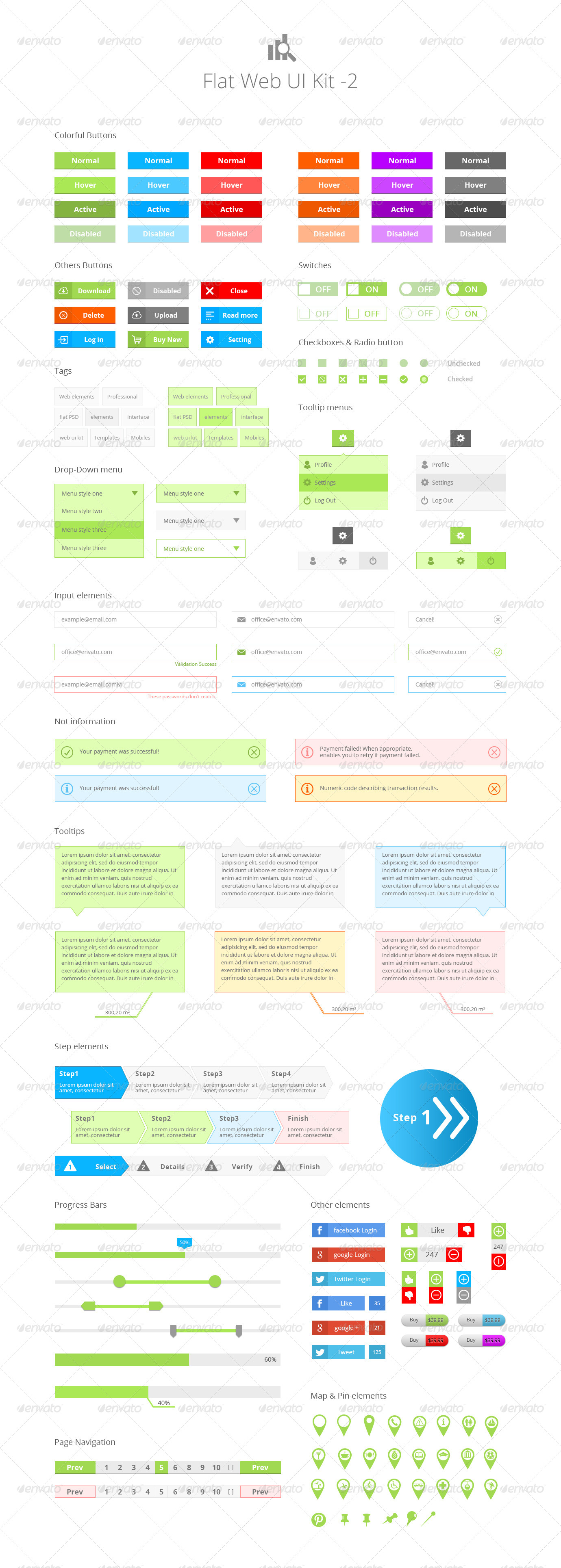 Flat Web UI Kit, Web Elements | GraphicRiver