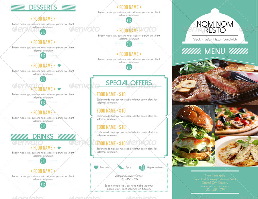 Tri Fold Food Menu, Print Templates | GraphicRiver