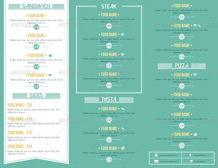 Tri Fold Food Menu, Print Templates | GraphicRiver