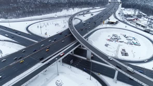 Freeway Intersection Snow Covered in Winter, Stock Footage | VideoHive