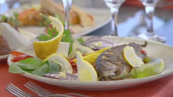 Fish on the serving platter., Stock Footage | VideoHive