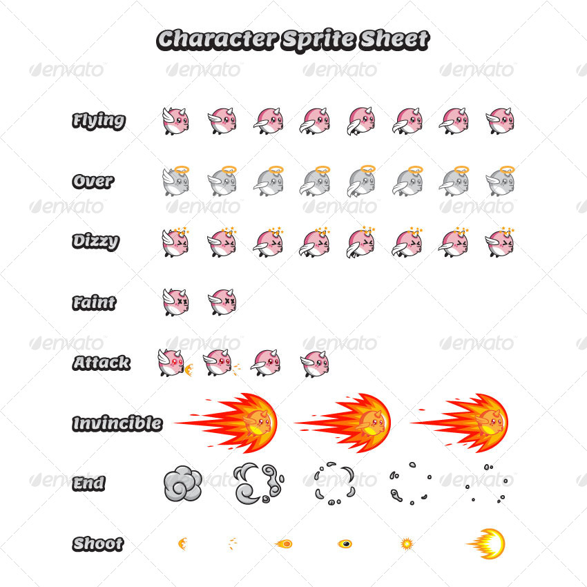 Sky Creatures Game Assets, Game Assets | GraphicRiver