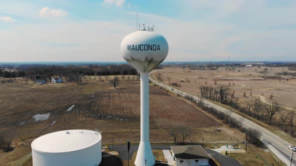 WAUCONDA WATER TOWER. Flying Over the Largest Water Storage Tower From ...