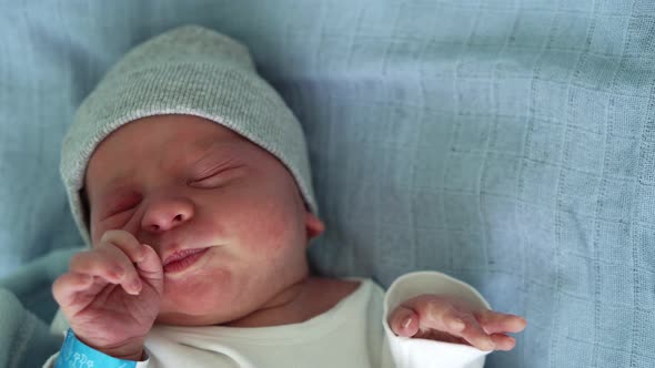 Closeup of Cute Newborn Baby Red Face Portrait Early Days in Macro ...