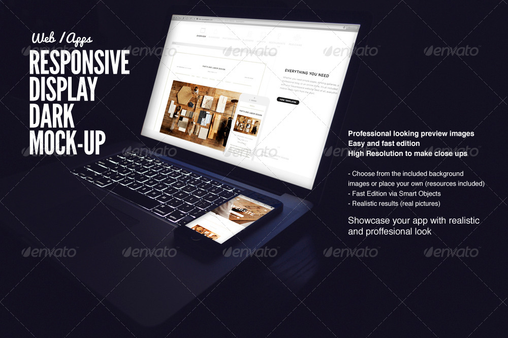 Responsive Display Dark Mock-Up, Graphics | GraphicRiver