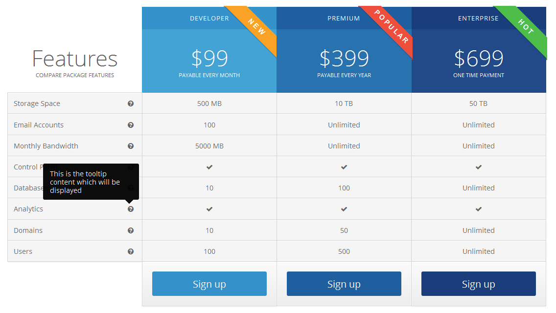 Smart Pricing Tables by elflaire | CodeCanyon