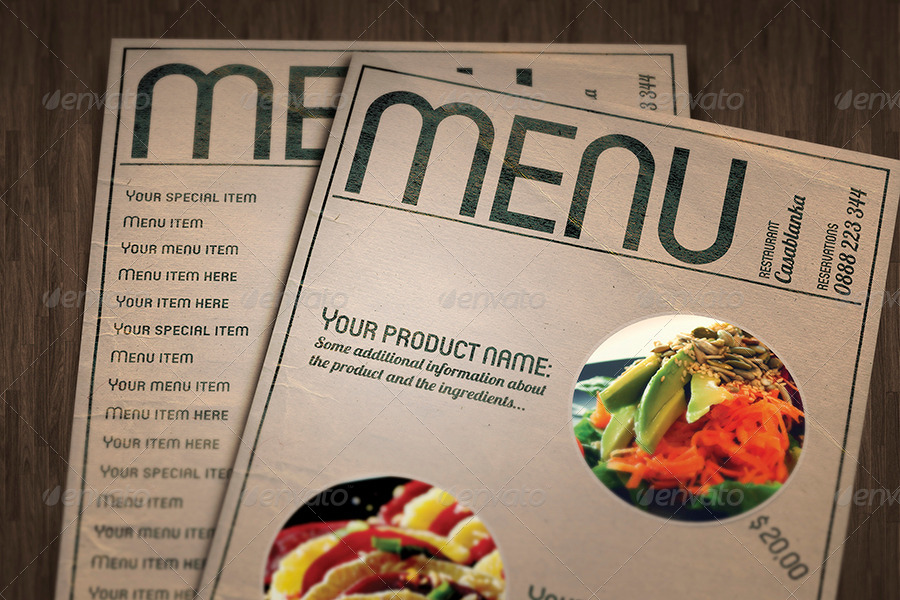 Vintage style restaurant menu, Print Templates | GraphicRiver