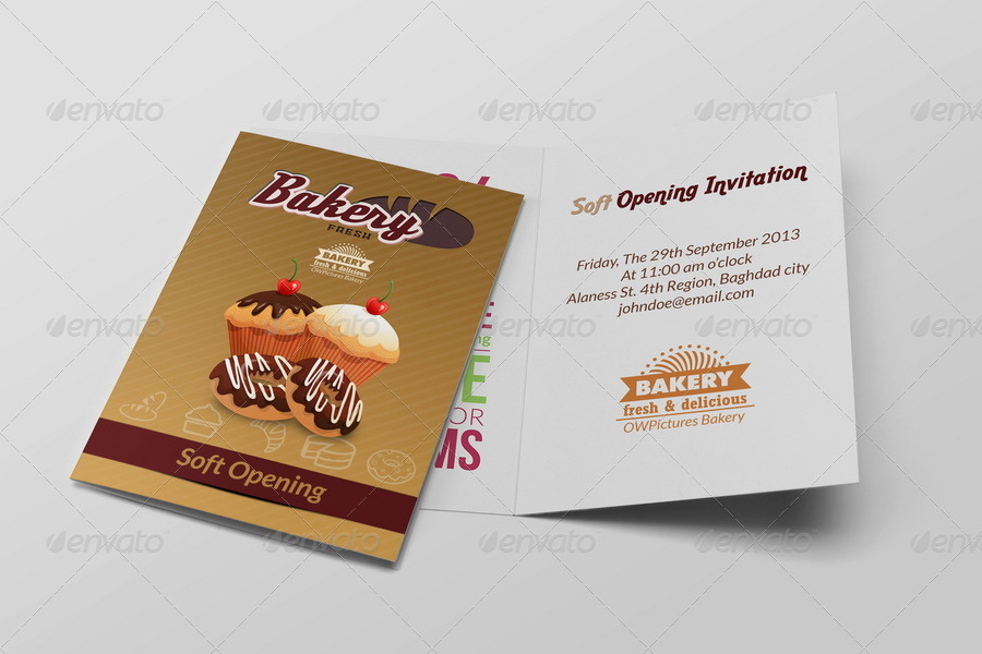 Bakery Soft Opening Invitation Card Template, Print Templates ...