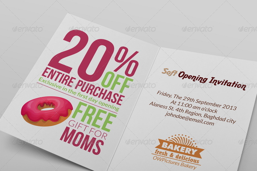 Bakery Soft Opening Invitation Card Template, Print Templates ...