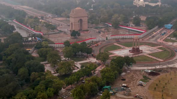 India gate in Delhi, 4k aerial drone footage, Stock Footage | VideoHive