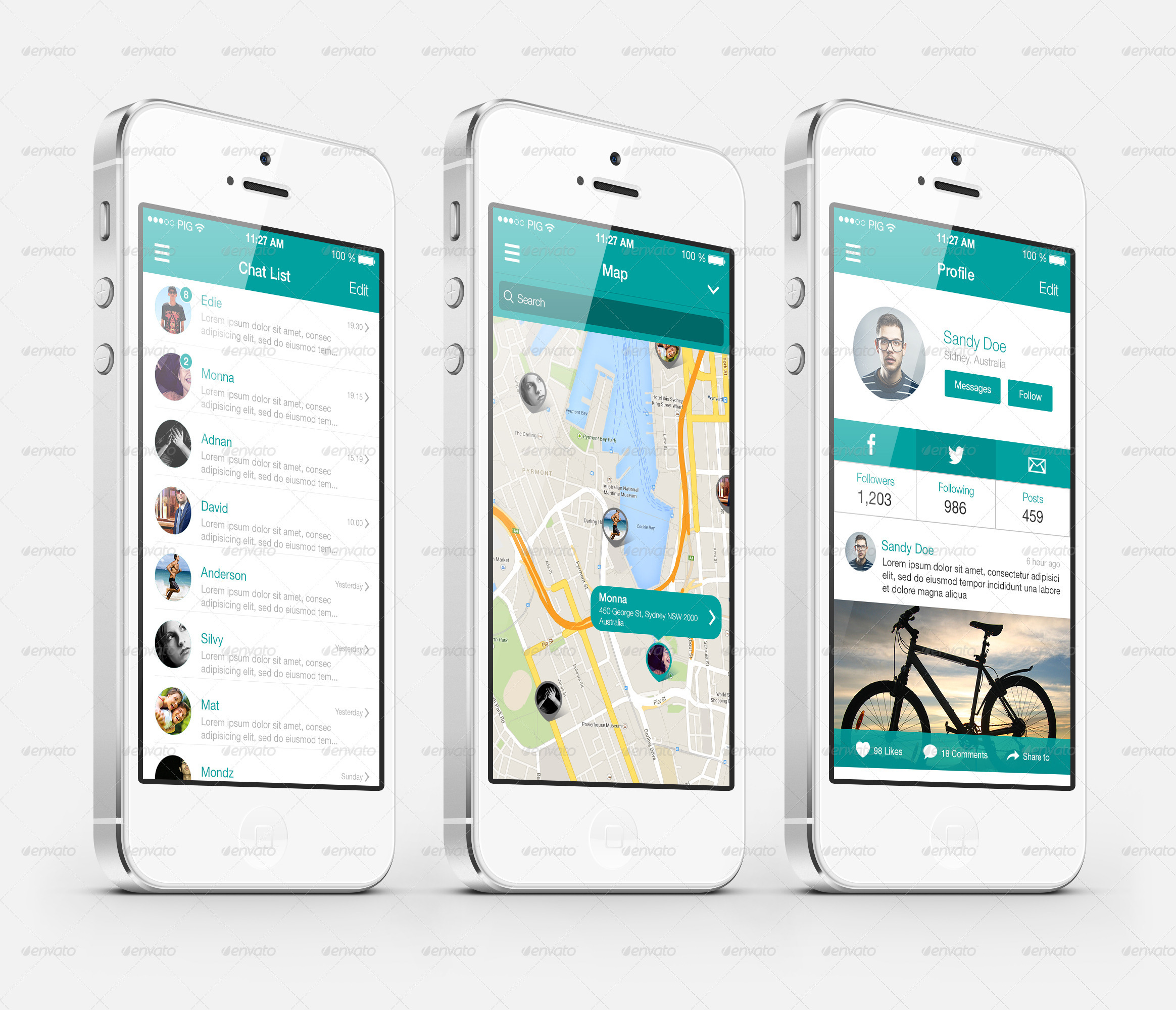 Teallabs - Modern & Cool Teal Flat Mobile UI Kit, Web Elements | GraphicRiver