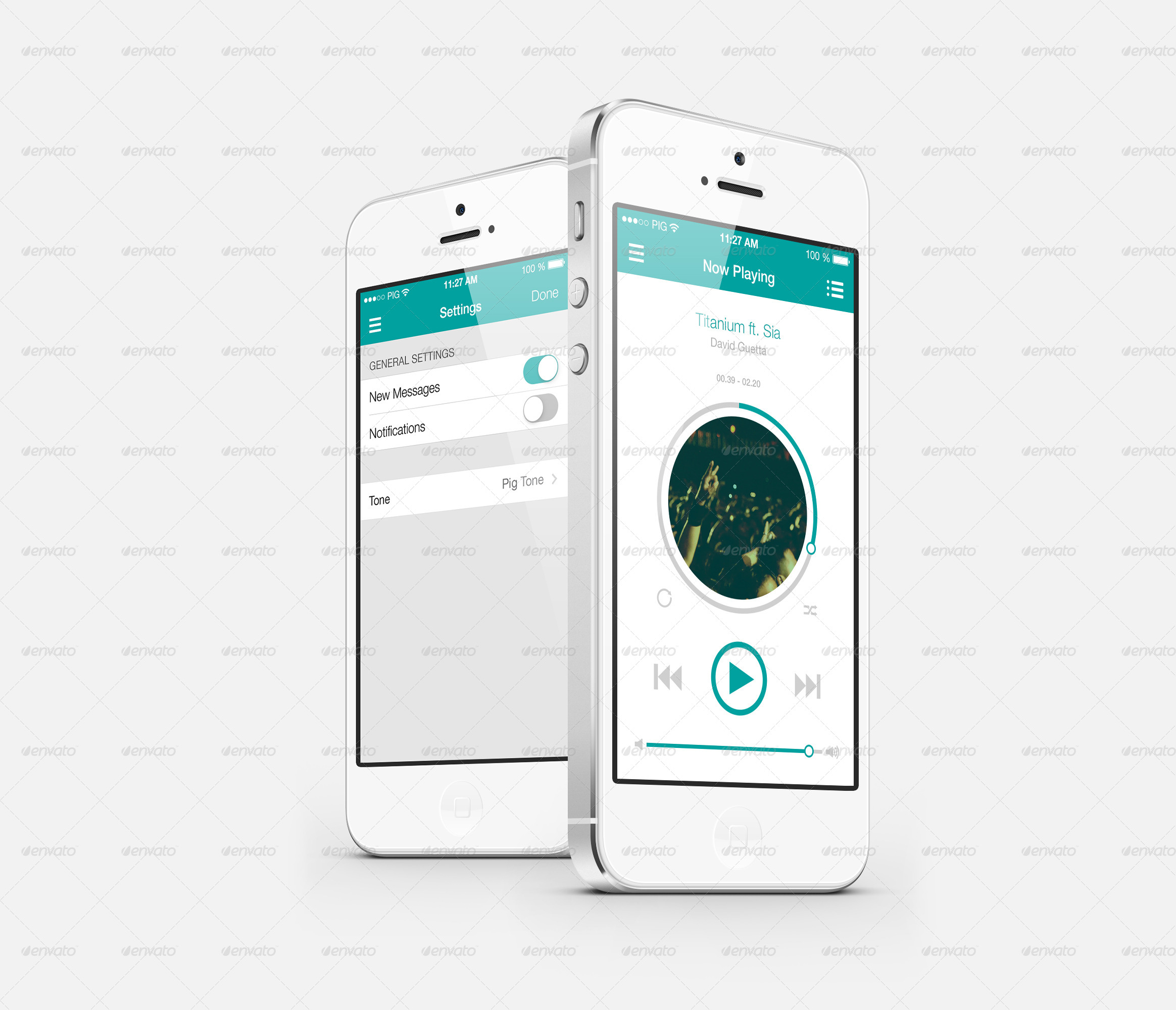 Teallabs - Modern & Cool Teal Flat Mobile UI Kit, Web Elements | GraphicRiver