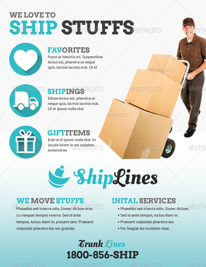 Ship Lines Shipping Service Flyers, Print Templates | GraphicRiver