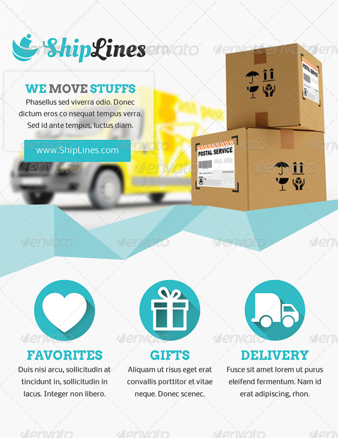 Ship Lines Shipping Service Flyers, Print Templates | GraphicRiver