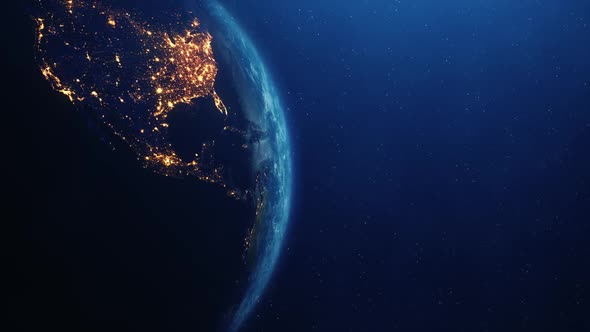 Beautiful Planet Rotating Earth from space Star Sunrise , Motion Graphics