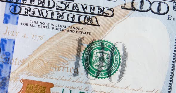 Hundred 100 USD Cash Macro View Currency Stop Motion Animation Money ...