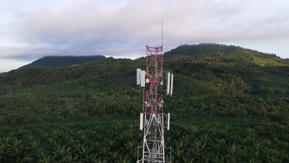 Aerial view telecommunication tower, Stock Footage | VideoHive