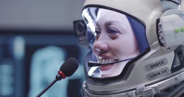 Female Astronaut Talking at Press Conference, Stock Footage | VideoHive