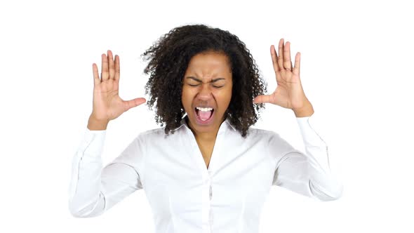 Screaming Black Woman White Background, Stock Footage | VideoHive