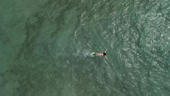 Overhead View of Woman Swimming in Flippers in Sea, Stock Footage ...
