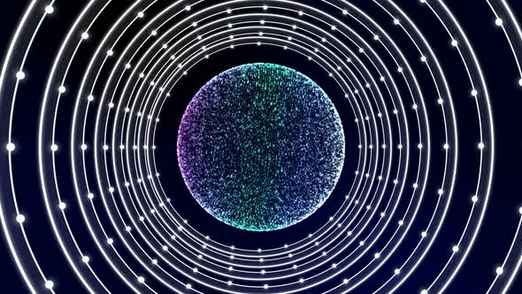 circulate shinny circle motion effect animation with particle on space ...