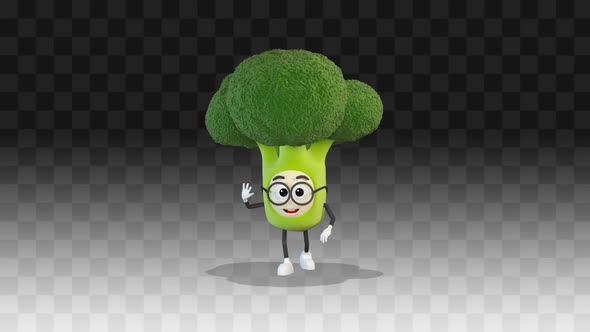 Broccoli Walking And Greeting One Hand, Motion Graphics | VideoHive