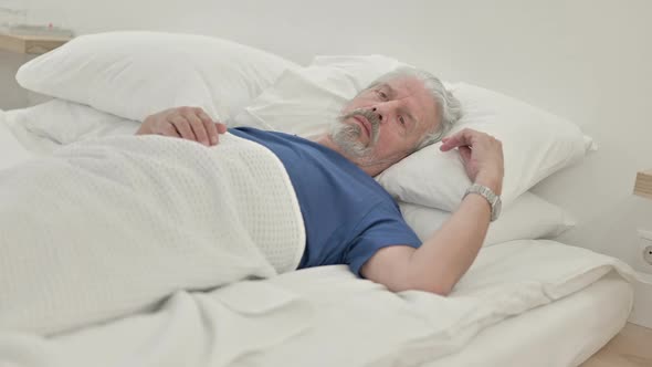 Pensive Old Man Lying in Bed, Stock Footage | VideoHive