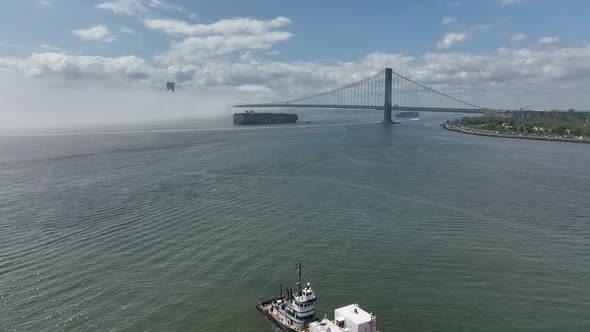 An aerial view of Gravesend Bay in Brooklyn, NY on a cloudy day with ...
