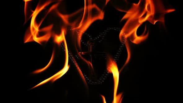 Christian Religion Symbol Cross In Hell Fire , Stock Footage | VideoHive