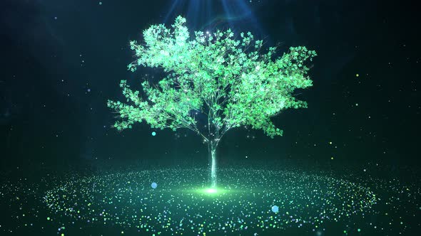 Green Rotate Tree Particles, Motion Graphics | VideoHive