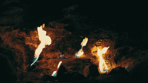 Natural Gas Methane Burning on Chimera Mountain Hill. Chimera Fire ...