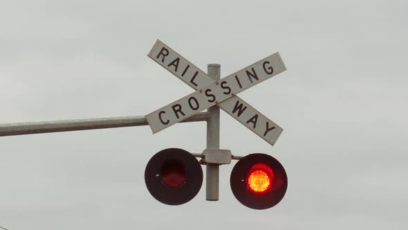 Overhead traffic signal for a train level crossing. CLOSE UP, Stock Footage
