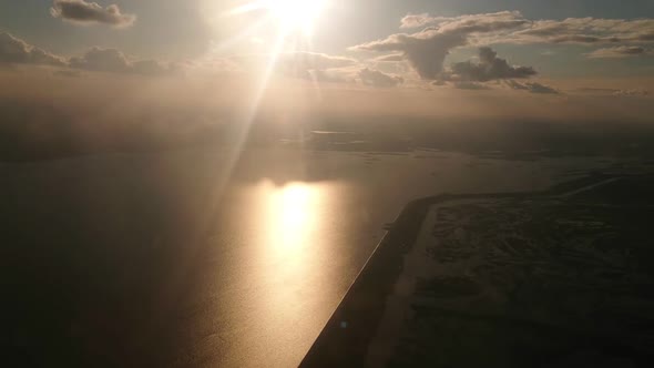 The Sun Shines Frontally Into the Camera the River Sparkles the ...