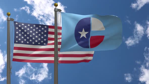 Usa Flag Vs Collin County Flag Texas On Flagpole, Motion Graphics