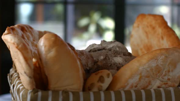 Rotating Basket with Bread Loaves., Stock Footage | VideoHive