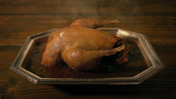 Dish Of Roasted Bird Is Served By Butler, Stock Footage | VideoHive