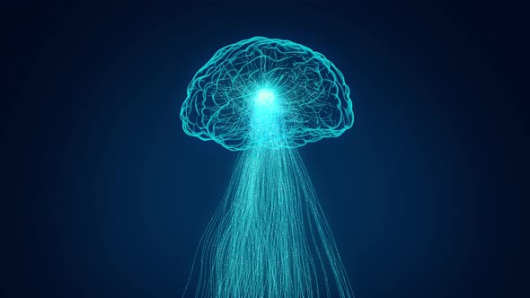 4K Neural Network Ai Technology Future data rotating brain, Motion Graphics