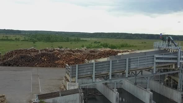 At the Wood-processing Plant, Aerial View, Stock Footage | VideoHive