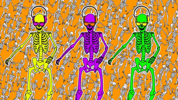 Dancing cartoon Dj skeletons, Motion Graphics | VideoHive