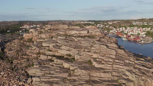 Aerial View Of Flatholmen Rock At Ulebergshamn, Sweden, Stock Footage