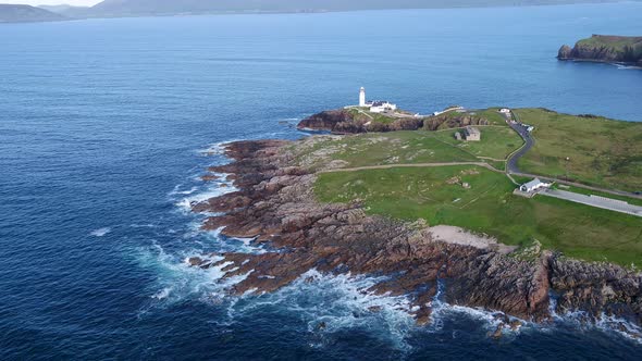 Aerial View of Fanad Head Lighthouse Donegal County Ireland, Stock Footage