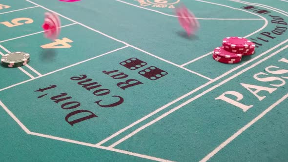 Tumbling Dice- Craps Game ; Seven Out;Slow Motion; UHD; MPG4, Stock Footage