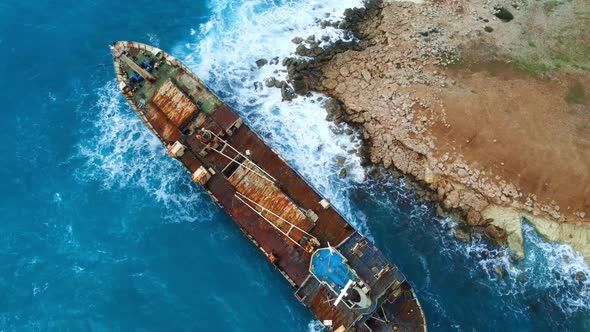 Wreck Sunken Ship in the Sea or Ocean Environmental Disaster Old Rusty ...