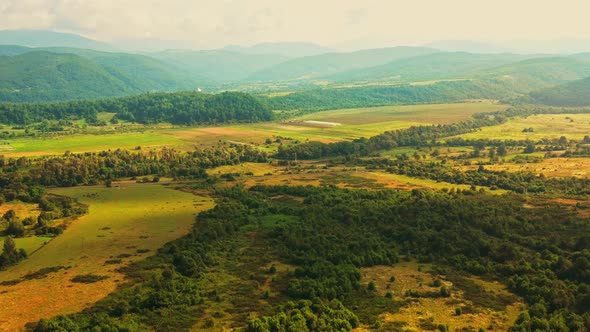 Drone Flies From Top To Down Countryside Scene, Stock Footage | VideoHive