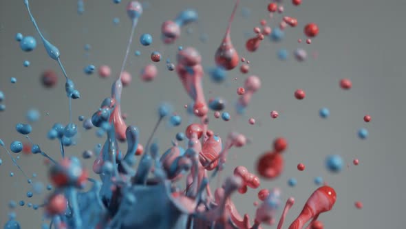 Red And Blue Paint Flying Into Air Creating Abstract Patterns, Stock ...
