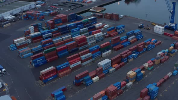 Rows of Stacked Naval Containers in Harbour, Stock Footage | VideoHive