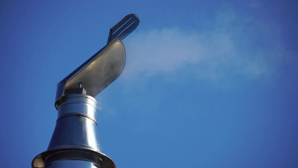 White Smoke Flies From Stainless Steel Wind Directional Cowl on Chimney ...