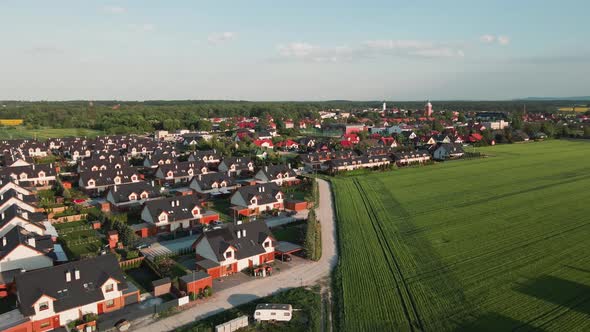Aerial View of European Suburban Neighborhood with Family Houses, Stock ...