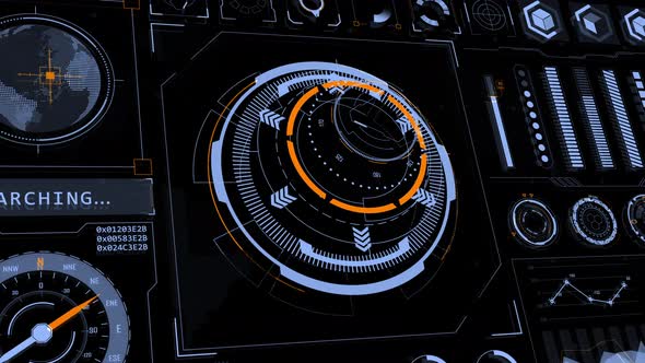 Head up display technology interface screen with futuristic 3D elements ...