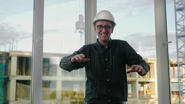 Engineer Dance. Funny Dancing in Helmet., Stock Footage | VideoHive